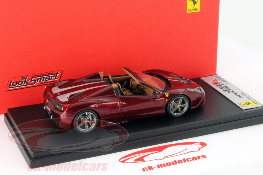 LookSmart 1:43 Ferrari 458 Speciale A ルビー 赤 ととも に 銀 ストリップ LS435C モデル 車 ...