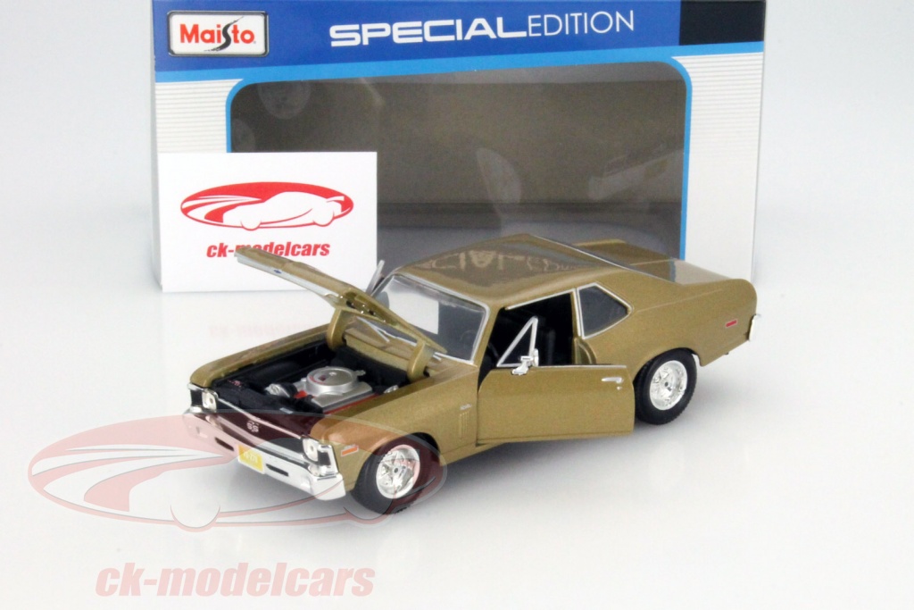 Maisto 1:24 Chevrolet Nova SS Año 1970 oro 31262G modelo coche 31262G ...