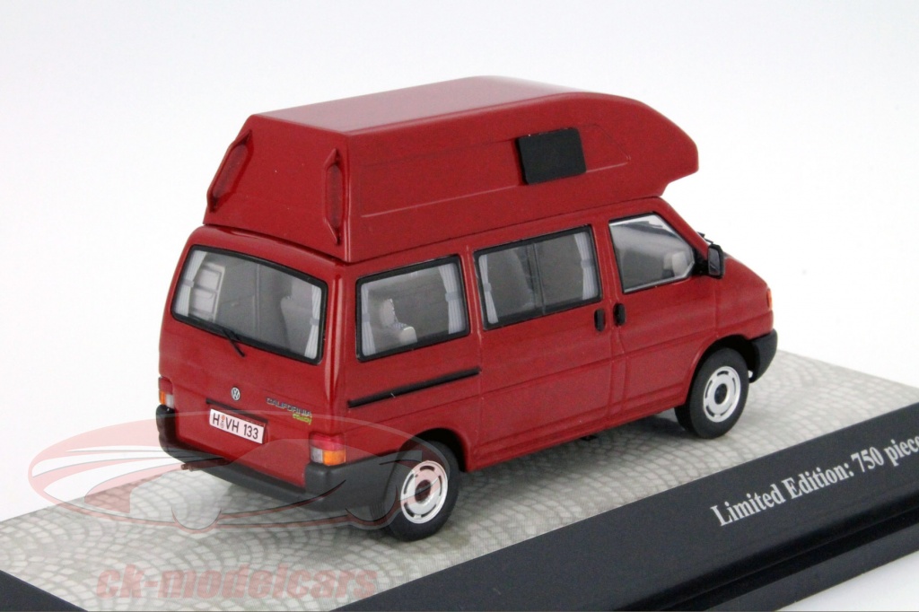 Premium Classixxs 1:43 Volkswagen VW T4 California Hochdach marsala rot ...