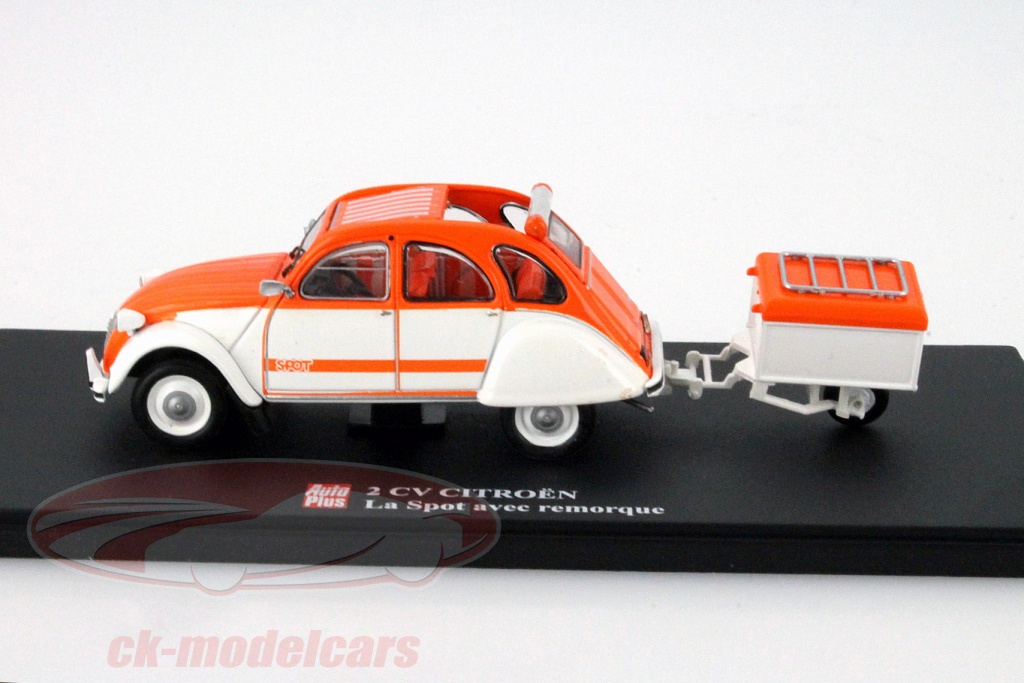 Altaya 1:43 Citroen 2CV with Trailer white / orange MAG FC11 model car ...