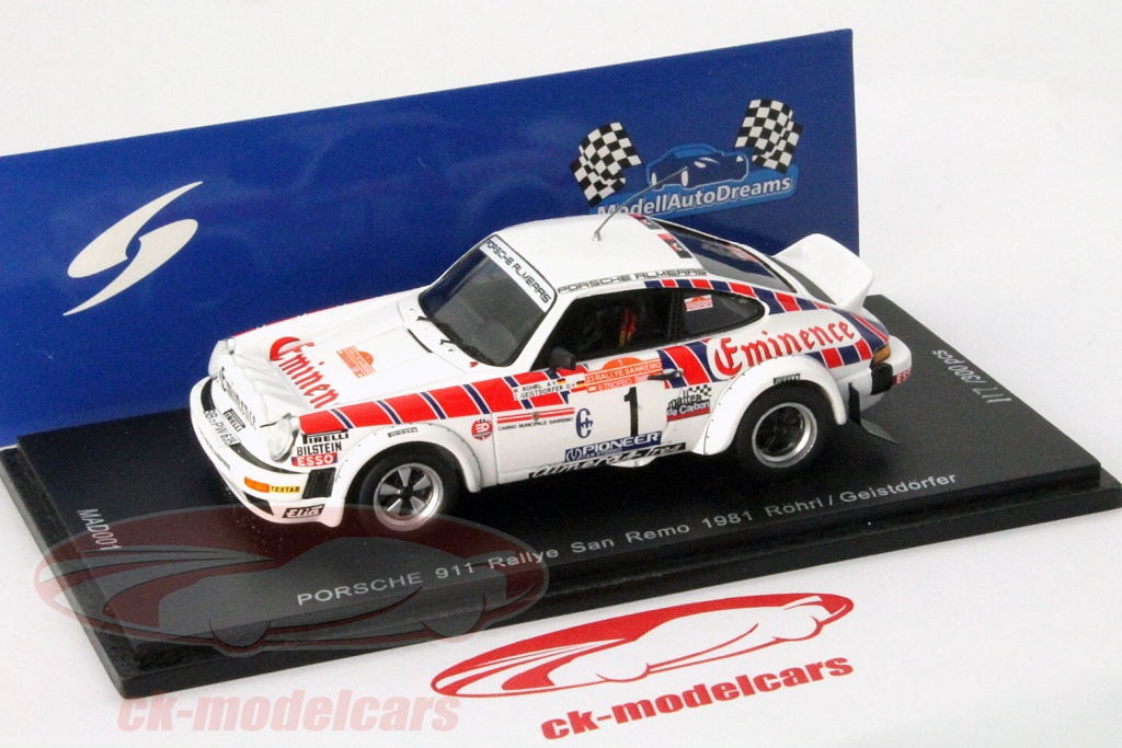 Spark 1:43 Porsche 911 #1 Rally San Remo 1981 Röhrl, Geistdörfer MAD001 ...