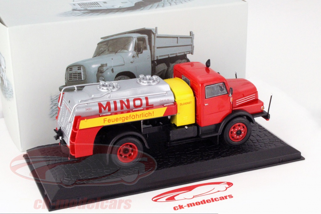 Atlas 1:43 IFA S 4000-1 SW 7 Minol Pétrolier rouge / jaune 7167107 ...