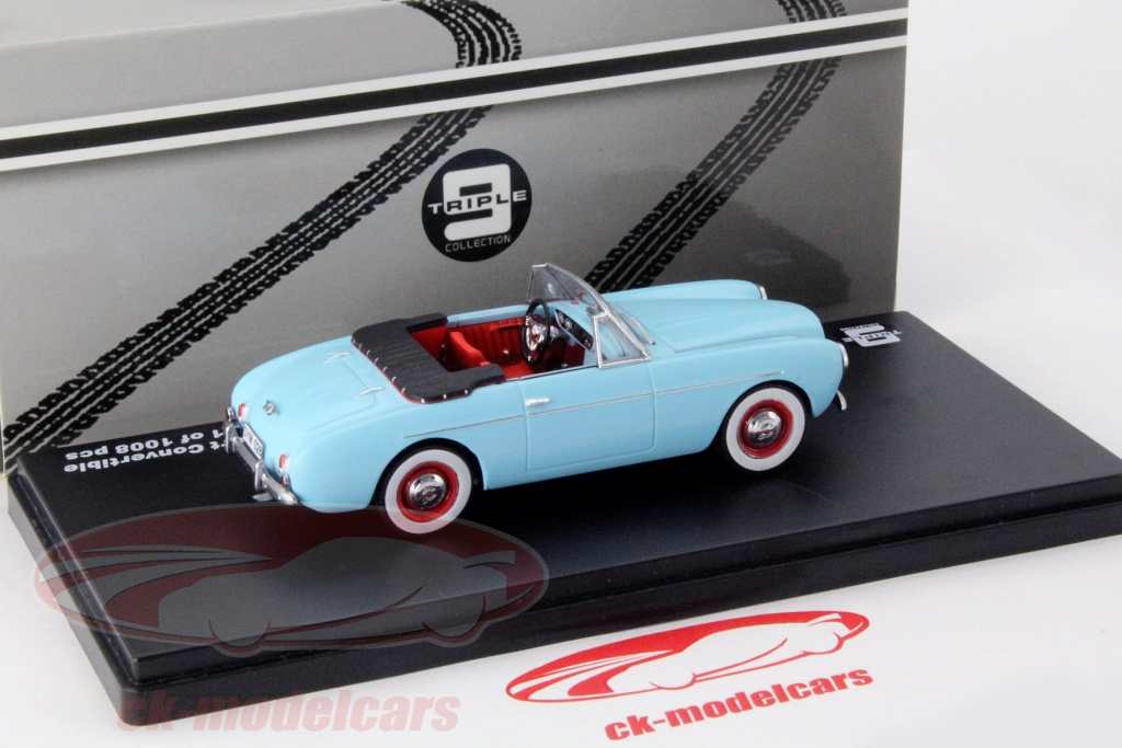 Triple9 1:43 Volvo P1900 Sport Convertible año 1955 azul claro T9-43047 ...