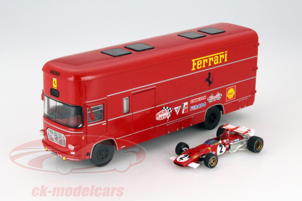 Brumm 1:43 OM 160 Rolfo Ferrari raza camión Set con Ferrari 312B J.Ickx ...