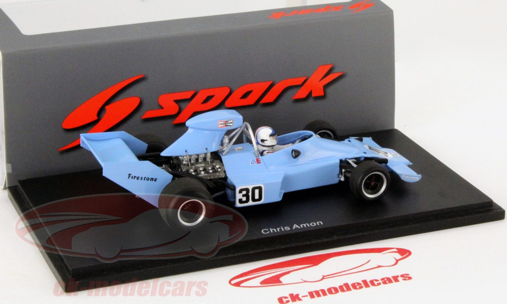 Spark 1:43 Chris Amon Amon AF101 #30 Spain GP Formula 1 1974 S3890 ...