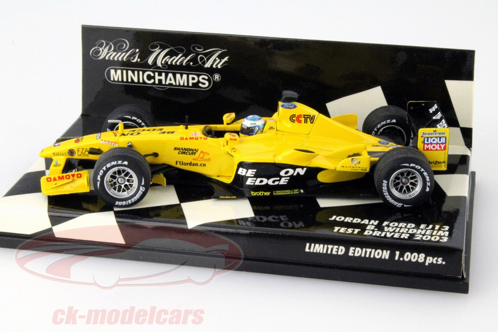 Minichamps 1:43 B. Wirdheim Jordan Ford EJ13 Prova Autista Formula 1 ...