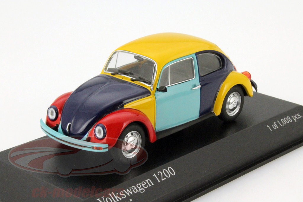 Minichamps 1:43 Volkswagen VW Käfer 1200 Harlekin 黄色、 赤、 ライトブルー バイオレット ...