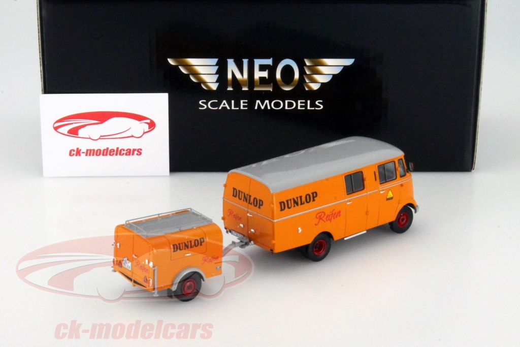 Neo 1:43 Mercedes-Benz L319 Van avec Remorque Dunlop orange NEO96805 ...