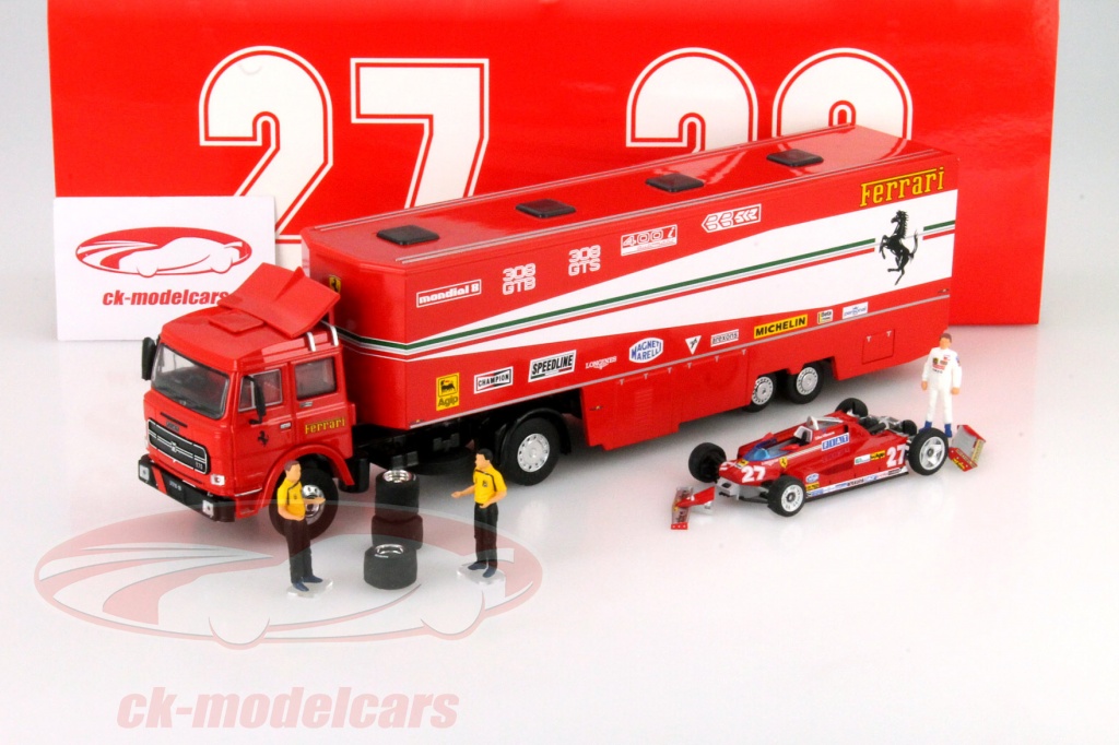 Brumm 1:43 Ferrari Race transporter Set Formula 1 1981 TS01 model car ...