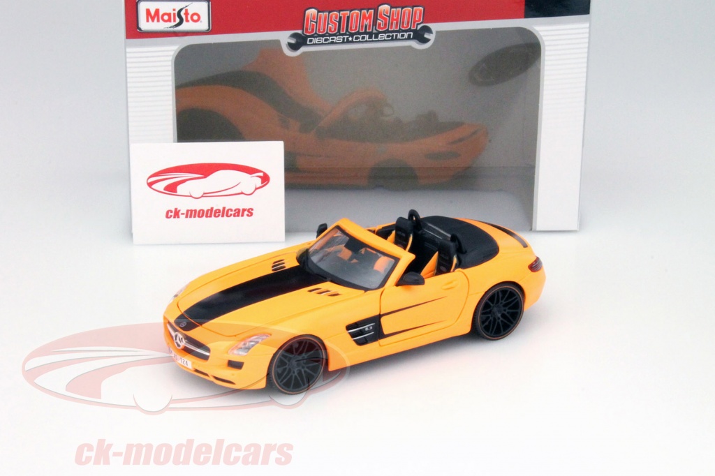 Maisto 1:24 Mercedes-Benz SLS AMG Roadster orange / black 31370O model ...