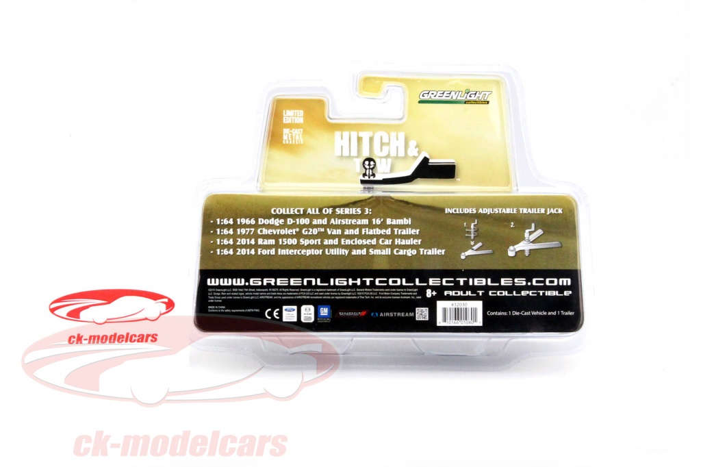 Greenlight 1:64 Chevrolet Van G20 avec remorque à plat Hitch and Tow ...