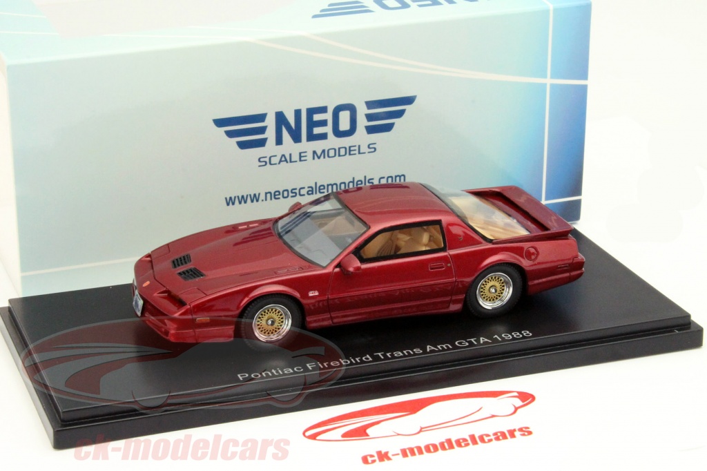 Neo 1:43 Pontiac Firebird Trans AM GTA year 1988 red NEO46023 model car ...