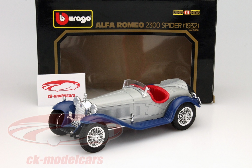 Bburago 1:18 Alfa Romeo 2300 Spider year 1932 red / silver / blue ...