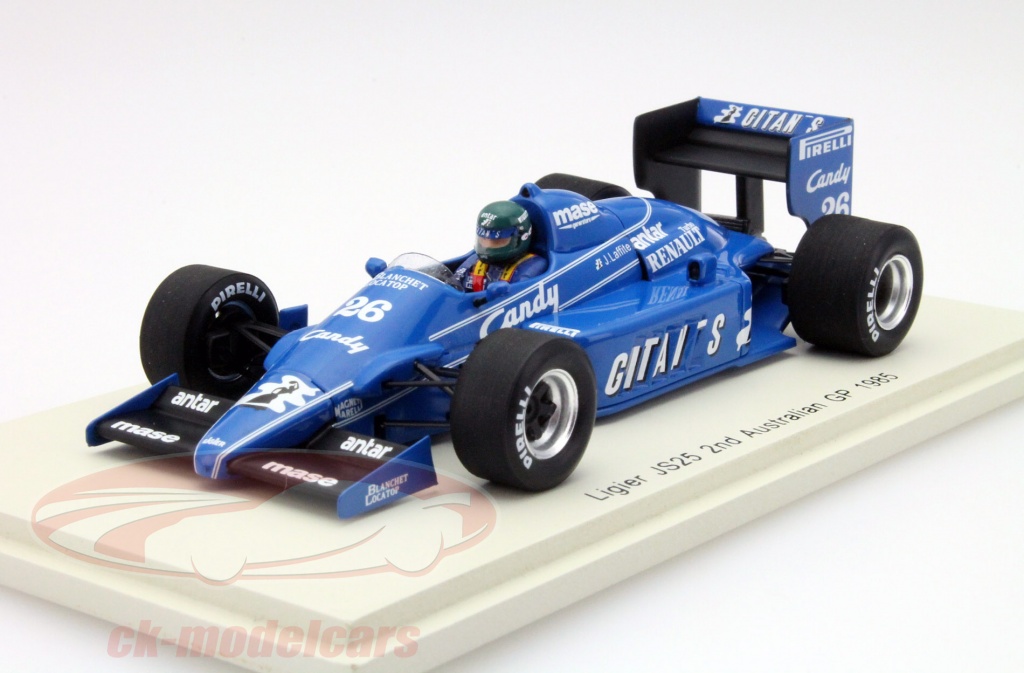 Spark 1:43 Jacques Laffite Ligier JS25 #26 第2回 オーストラリア GP 式 1 1985 S3973 モデル 車 S3973 9580006939739