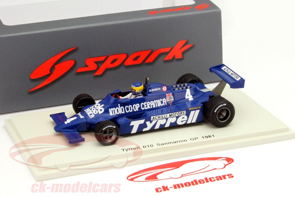 Spark 1:43 Michele Alboreto Tyrrell 010 #4 San Marino GP Formula 1 1981 ...