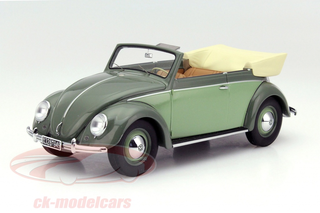 Minichamps 1:18 Volkswagen VW Käfer 1200 Cabriolet 年 1949 緑色 / ベージュ ...