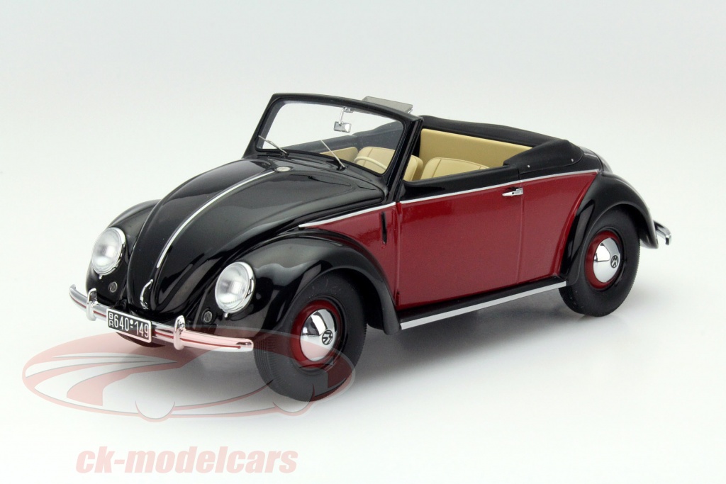 Minichamps 1:18 Volkswagen VW Käfer 1200 Cabriolet イヤー 1949 黒 / 赤 ...