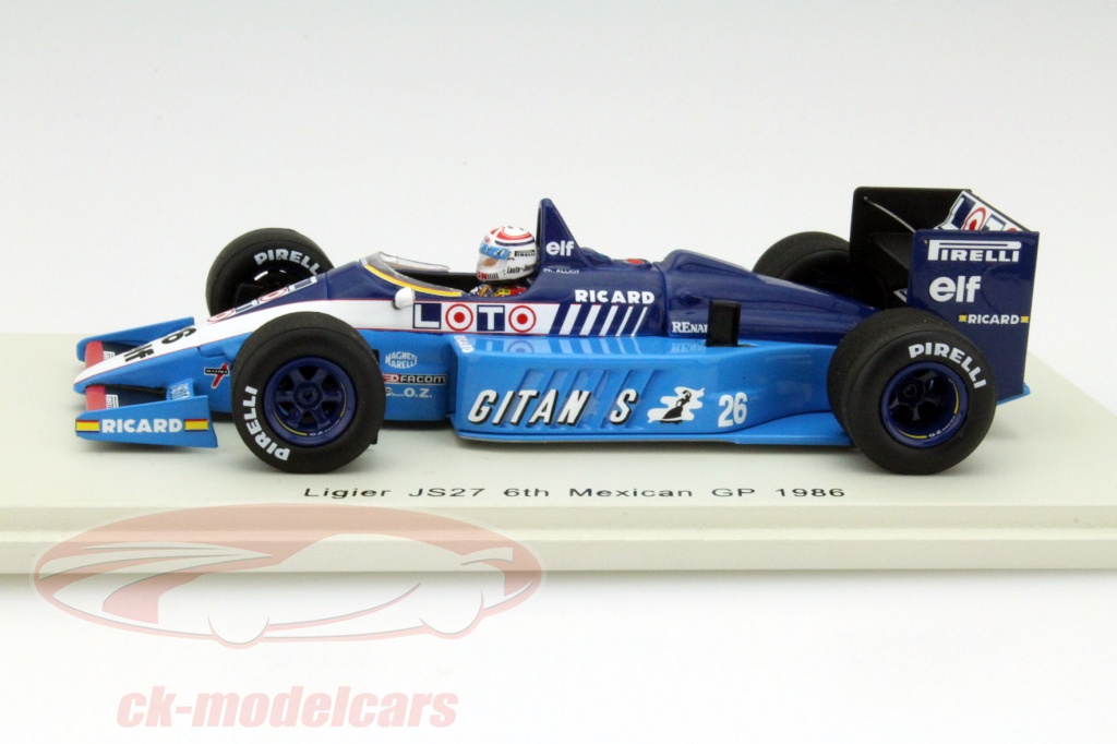 Spark 1:43 Philippe Alliot Ligier JS27 #26 México GP Fórmula 1 1986 ...