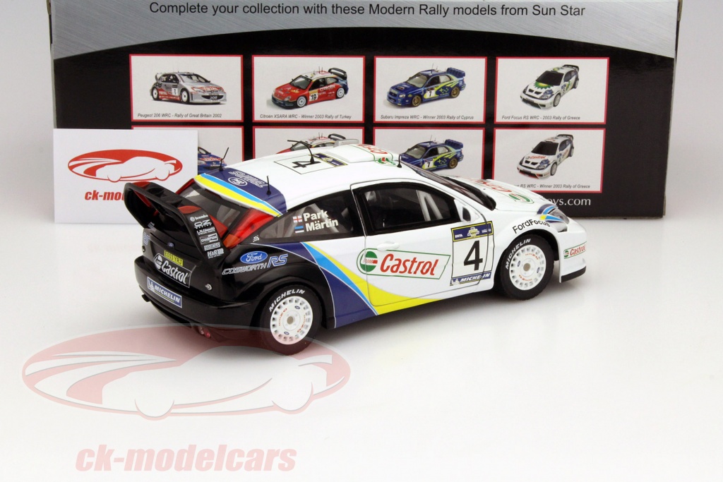 Sun Star Models 1:18 Ford Focus RS WRC #4 Ganador Rally Acrópolis 2003 ...