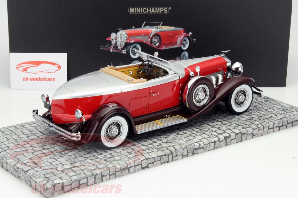 Minichamps 1:18 Düsenberg Model J Torpedo Convertible Coupe イヤー 1929 赤 ...