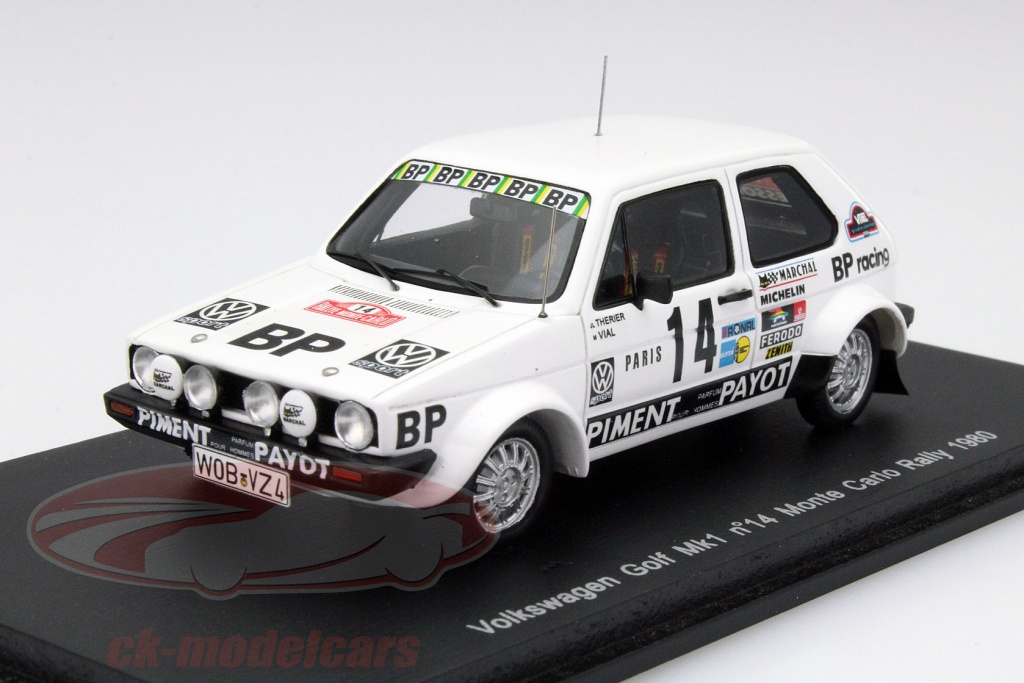 Spark 1:43 大众 VW 高尔夫 (Golf) MK I #14 蒙特卡洛拉力赛于1980年 S3210 模型 汽车 S3210 ...