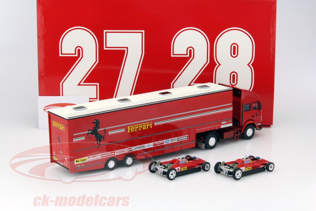 Brumm 1:43 Race Transporter Set Fiat Iveco 190 and Ferrari 126C2 #27 ...