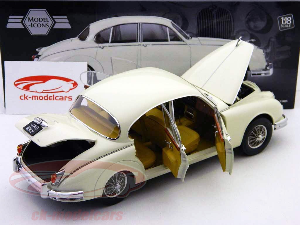 Model Icons 1:18 Jaguar Mark II LHD wit / wit Model-Icons 2010003 model auto 2010003 5060233780020