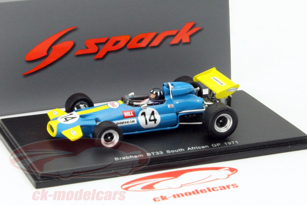 Spark 1:43 Graham Hill Brabham BT33 #14 South Africa GP formula 1 1971 S4338 model car S4338 ...