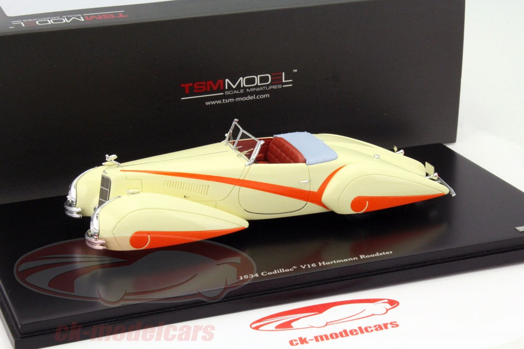 True Scale 1:43 Cadillac V16 Hartmann Roadster Year 1934 cream / orange ...