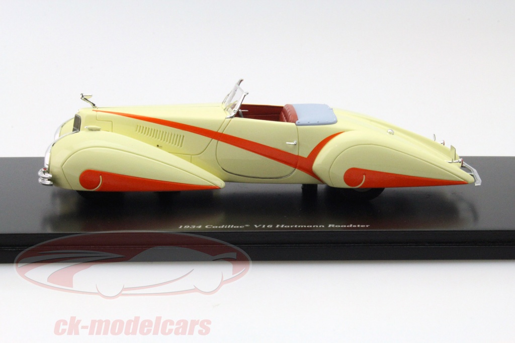 True Scale 1:43 Cadillac V16 Hartmann Roadster Year 1934 cream / orange ...