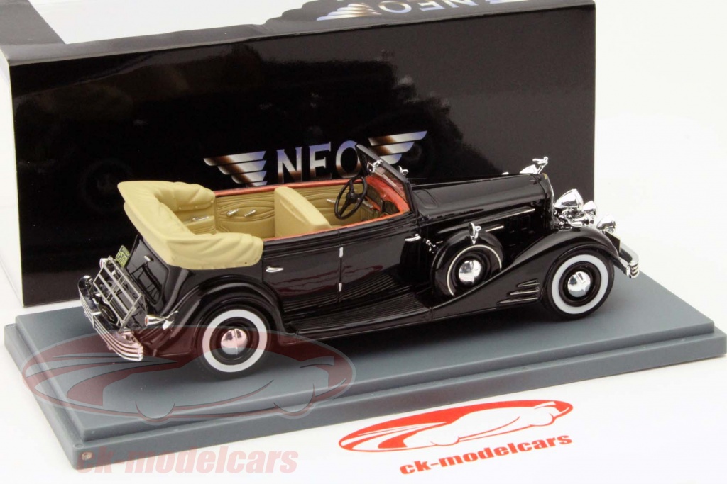 Neo 1:43 Cadillac Fleetwood Allweather Phaeton Jaar 1933 zwart NEO45769 ...