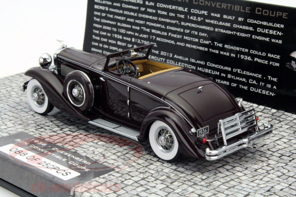 Minichamps 1:43 Duesenberg SJN Convertible Coupe Year 1936 dark red ...