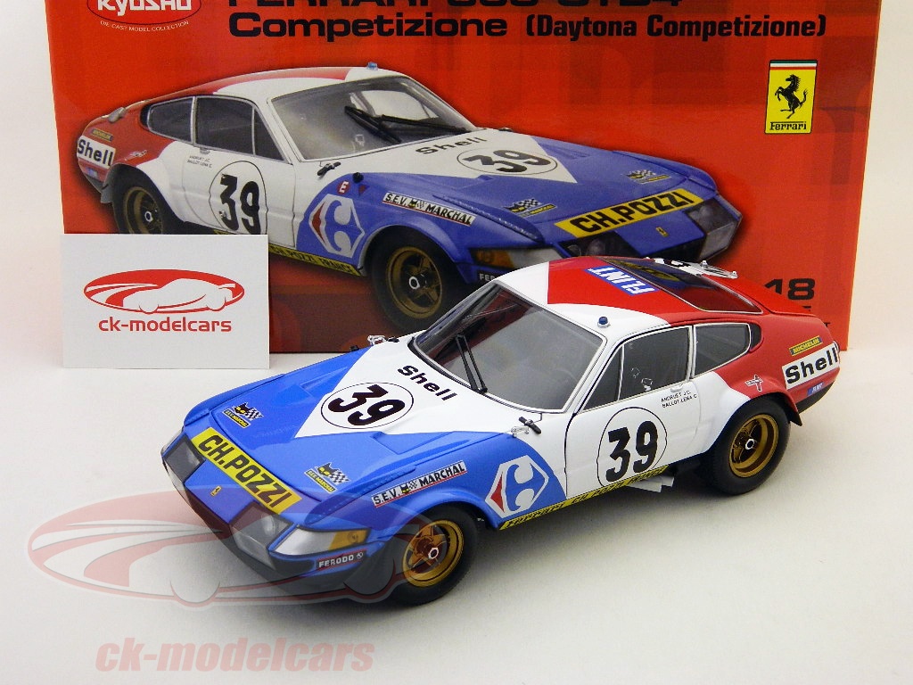 Kyosho 1:18 Ferrari 365 GTB4 Carrefour #39 Winner GT Class 24h LeMans ...