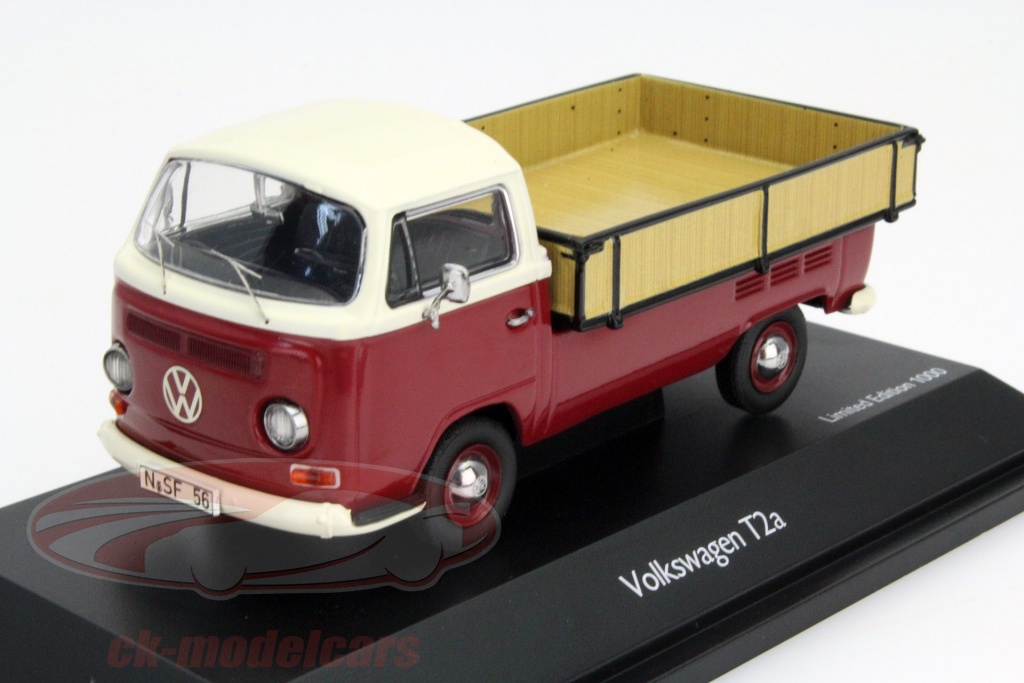 Schuco 1:43 Volkswagen VW T2a platform truck with soapbox white / red ...