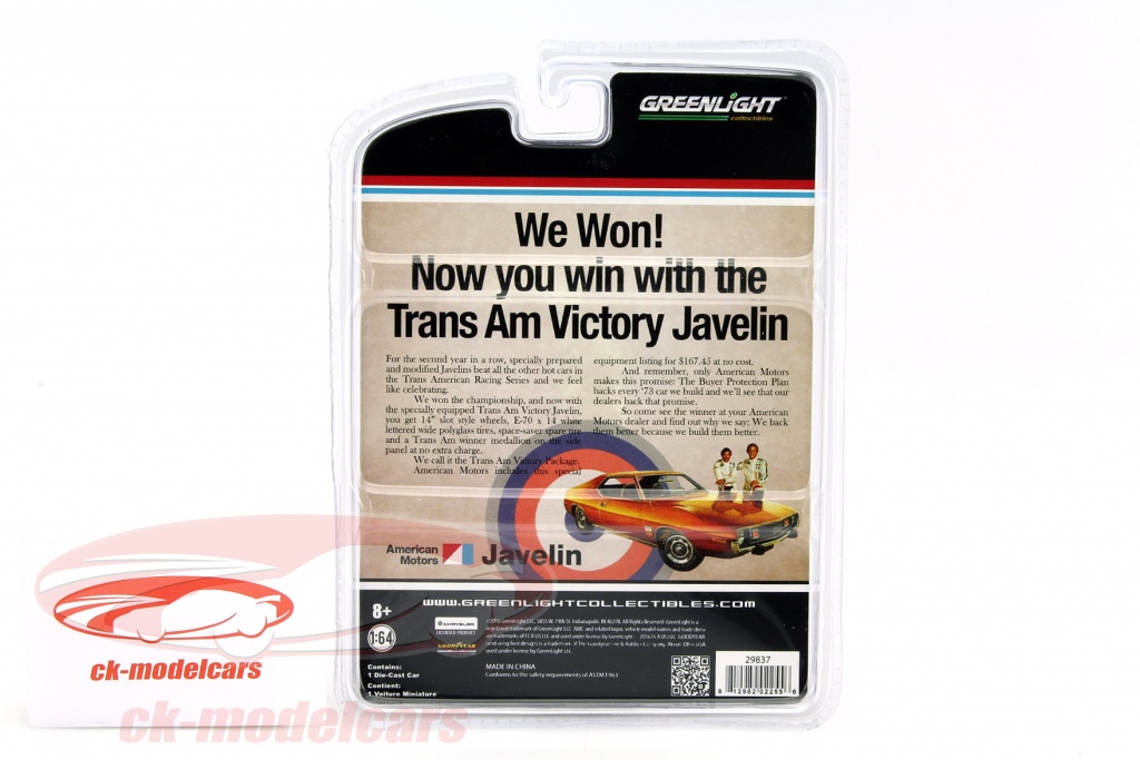 Greenlight 1:64 AMC Trans Am Javelin Winner Trans-Am Championship 1971 ...