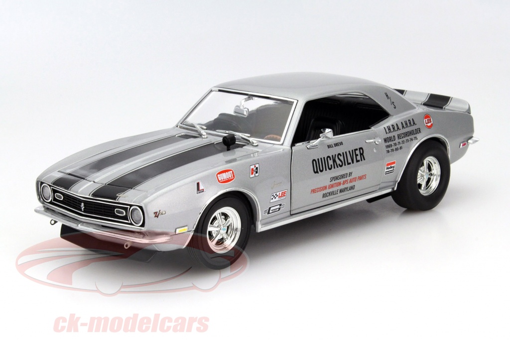 GMP 1:18 雪佛兰 Camaro Drag Quicksilver 1968年 银色 1805702 模型 汽车 1805702