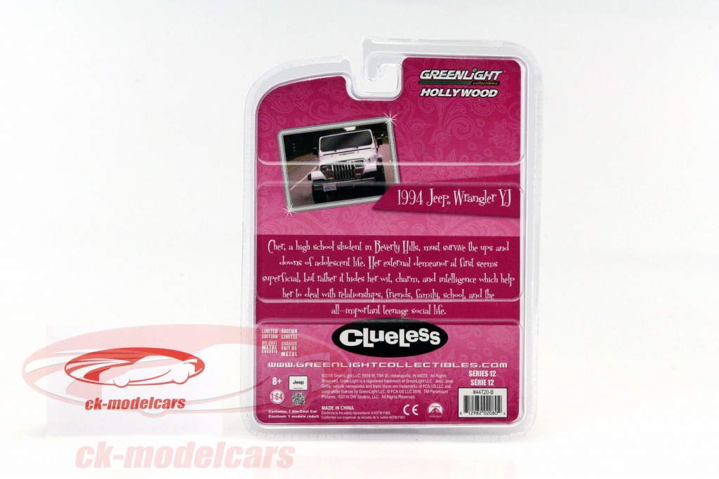 Greenlight 1:64 Jeep Wrangler YJ out the Movie Clueless 1995 white ...