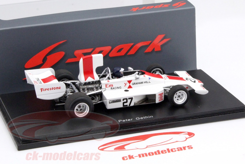 Spark 1:43 Peter Gethin Lola T370 #27 British GP formula 1 1974 S4355 model car S4355 9580006943552