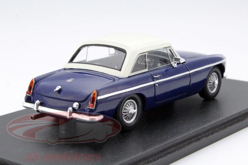 Spark 1:43 MG B Roadster Hard Top bleu foncé / blanc S4138 modèle ...