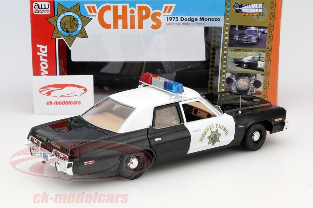 AutoWorld 1:18 Dodge Monaco California Highway Patrol Year 1975 white ...