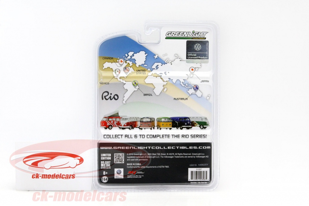 Greenlight 1:64 Volkswagen VW T2 bus Rio - Brazil 51037 model car 51037 ...