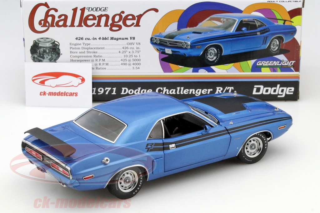 Greenlight 1:18 Dodge Challenger Hemi R/T Year 1971 blue 12961 model ...