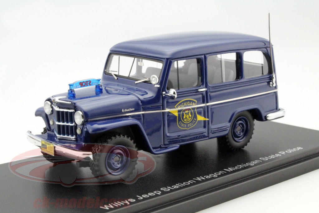Neo 1:43 Willy's Jeep Station Wagon Michigan State ポリシー ブルー 49538 モデル 車 ...