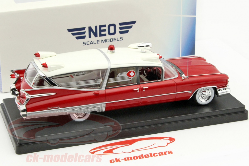Neo 1:43 Cadillac Superior Ambulance Year 1959 red / white NEO45260 ...