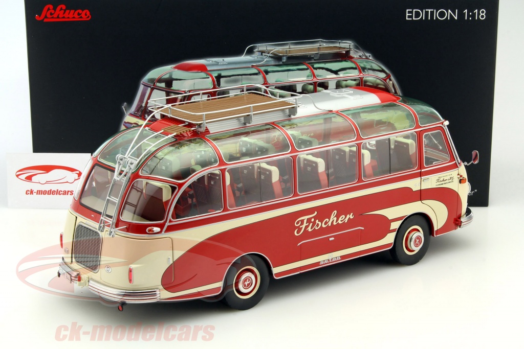 Schuco 1:18 Setra S6 Fischer coach red / beige 450034600 model car ...