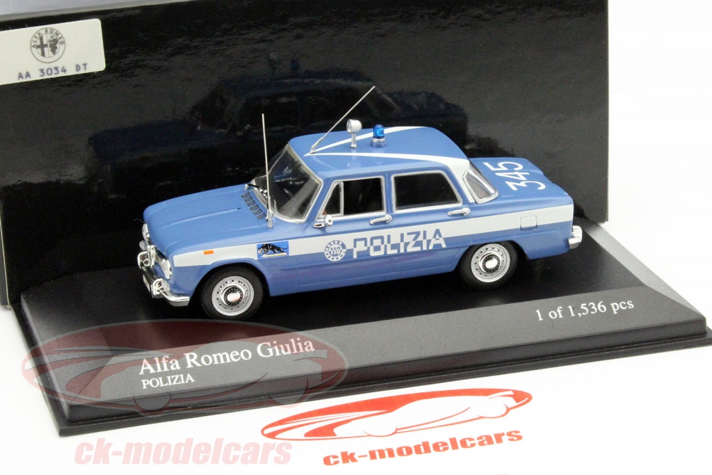 Minichamps 1:43 Alfa Romeo Giulia Polizia Year 1970 blue 400120991 ...
