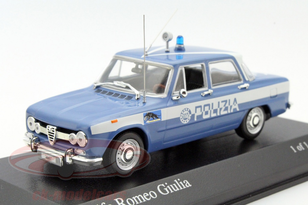 Minichamps 1:43 Alfa Romeo Giulia Polizia Year 1970 blue 400120991 ...