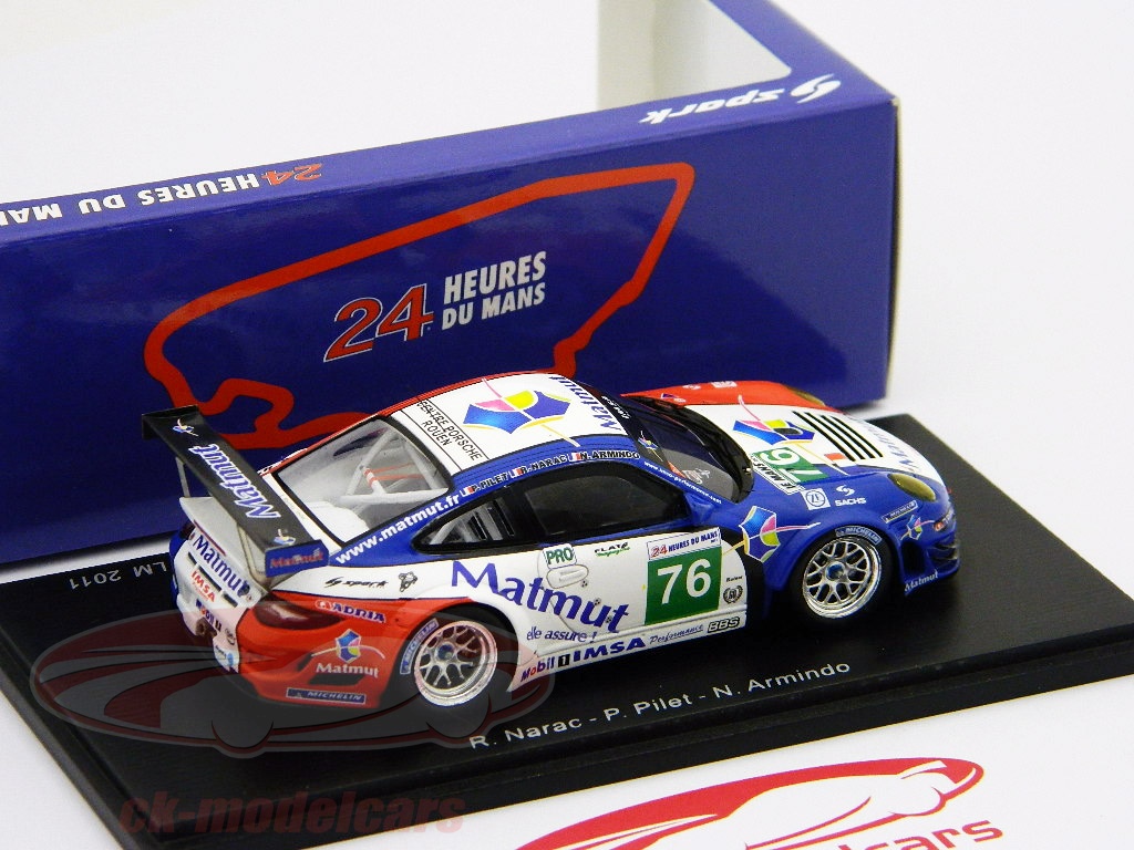 Spark 1:43 Porsche 911 GT3 RSR #76 Matmut 24h LeMans 2011 S3417 model ...