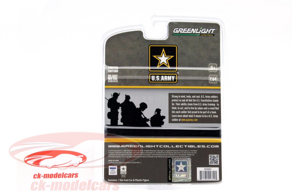 Greenlight 1:64 Ford Custom US Army Baujahr 1967 mit Soldat Figur oliv ...