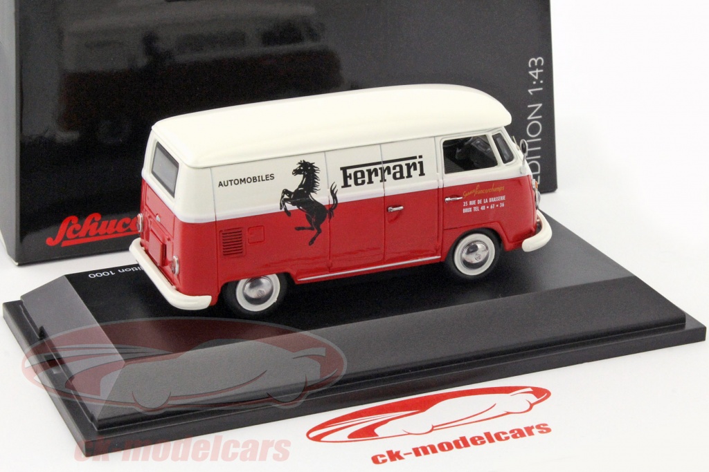 Schuco 1:43 Volkswagen VW T1 Bus Ferrari red / white 450369800 ...
